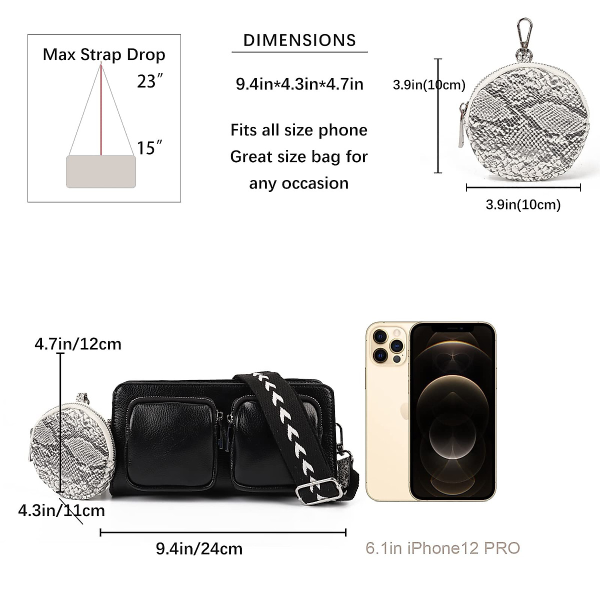 Small Crossbody Bag Leather Shoulder Bag for Women Stylish Designer Purses Retro Wallet Handbags with Coin Purse