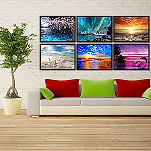 12 Pack 5D Diamond Painting Kits, Crystal Creations Diamond Art Moon Beach Kits for Adults Beginners, Full Drill DIY Dimond Painting Picture, Diamond Dotz Gem Crafts for Home Wall Decor 12x16 Inch