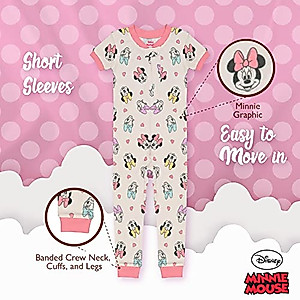 Disney Unisex Kids' Minnie Mouse 2-Pack Footless Snug-Fit Cotton Onesie Pajamas, MINNIE & FRIENDS, 4T