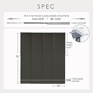 GoDear Design Adjustable Sliding Panel Track Vertical Blinds for Windows 45.8"- 86" W x 96" H, Extendable Patio Door Blinds for Sliding Door, Trimmable Fabric Panel Curtinsa, Semi-Privacy, Tea Time