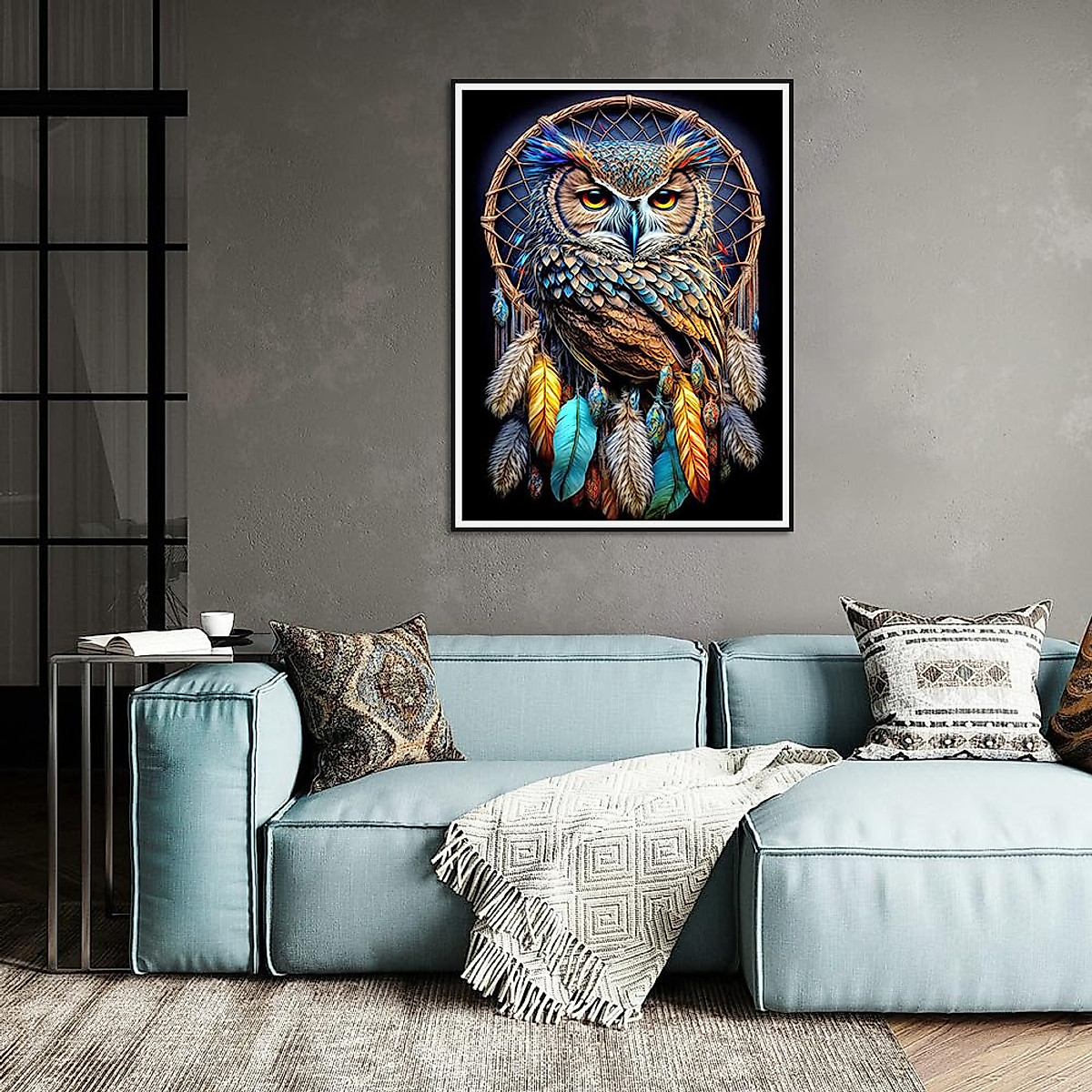 Stalente Diamond Painting Kits for Adults, Owl 5D DIY Diamond Art Kits for Beginners Round Full Drill Diamond Painting for Home Wall Decoration Gift 12×16inch, Dreamcatcher