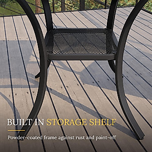 VICLLAX Small Round Patio Dining Table, All Weather Metal Outdoor Table for Lawn Garden, 27.5"x 27.5" Patio Bisto Table for Outside, Black