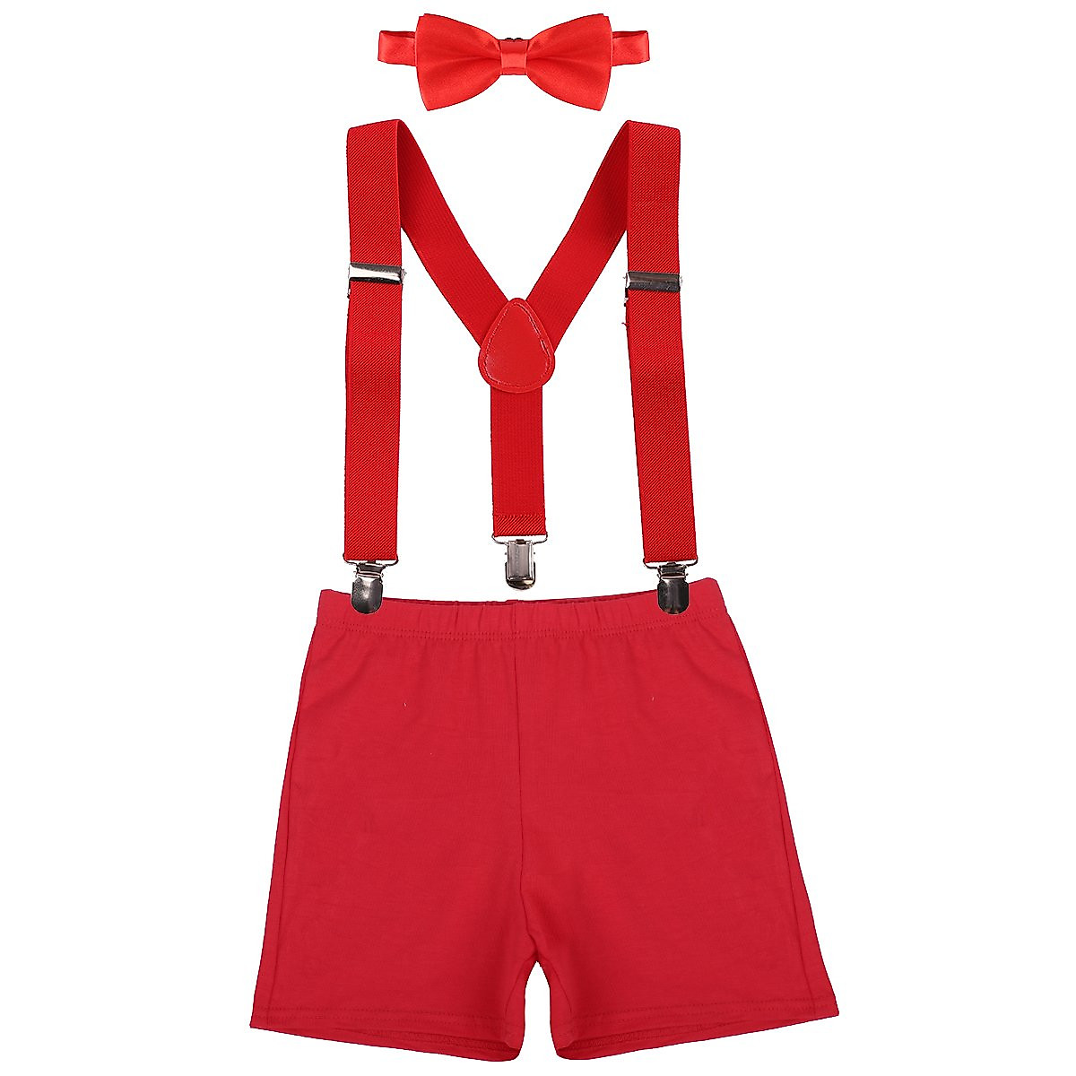 Baby Boys First Birthday Adjustable Y Back Elastic Clip Suspenders Cake Smash Outfit Tuxedo Pre-tied Bloomers Bowtie set Z# Red