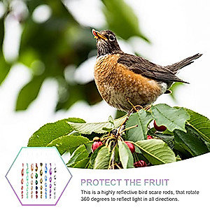 Cabilock 8Pcs Bird Blinder Reflective Hanging Decoy Pendant Sparkly Holographic Deterrent Bird Device for Orchard Garden 30CM Mixed Color