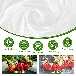 Unves 10 x 50 FT Garden Netting, Mosquito Netting Ultra Mesh Plant Netting for Garden Protection Vegetable Fruits, Bird Netting Mesh Plant Cover Net for Protect Patio Garden Plant from Birds Bugs