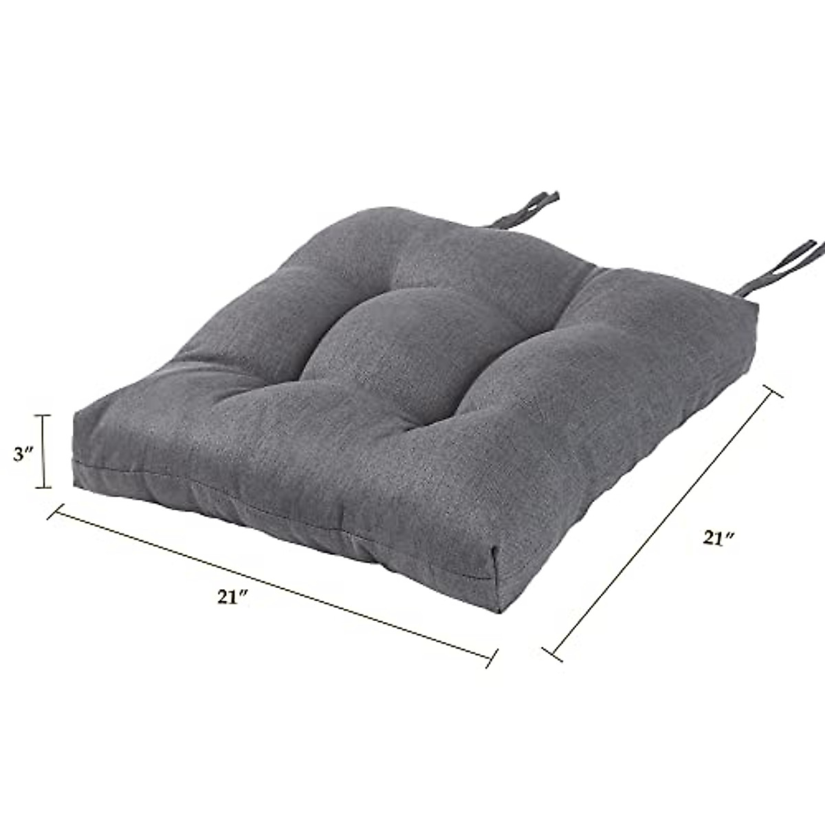 Faible Poisson Outdoor Chair Cushions Set of 2, Patio Furniture Floor Cushions, 21 x 21 Inch Square Seat Back Tufted Cushion, Dining Chairs Pads, Gark Grey