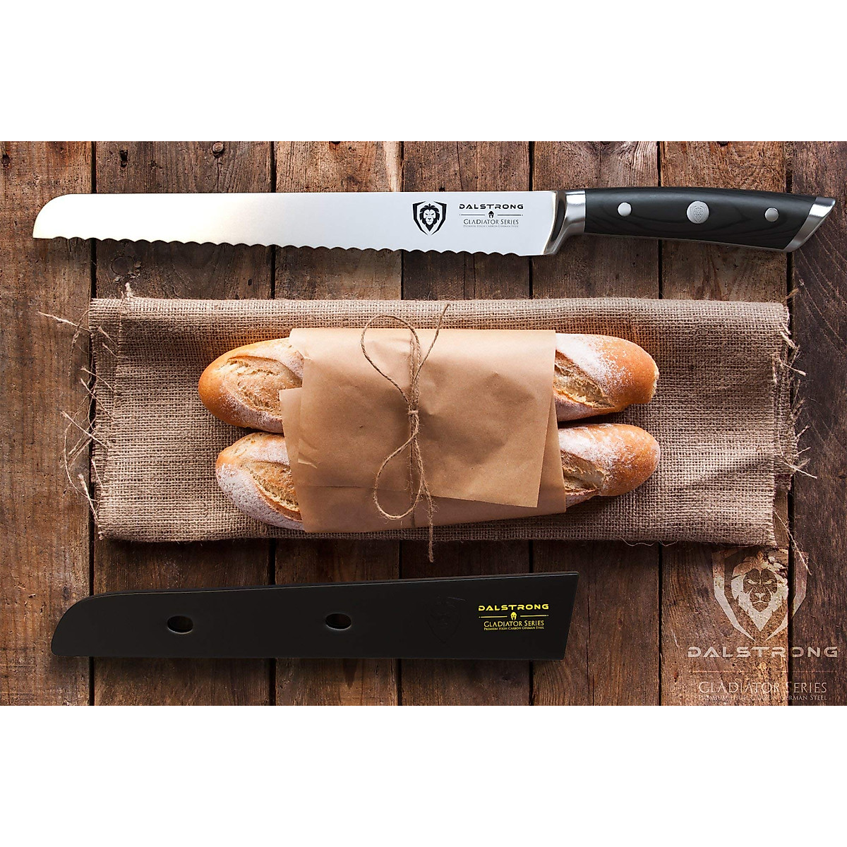 Dalstrong The Gladiator Series Elite Serrated Bread Knife 10" Bundled with Premium Whetstone Kit - #1000/#600 Grit