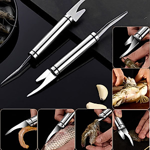 PurHyac 2Pcs Shrimp Deveiner Tool and Peeler, Toadfish Shrimp Cleaner, 5 in 1 Multifunctional Shrimp Peeler and Deveiner Tool, Oyster Shucking Knife, Ergonomic Non-Slip Grip, Kitchen Essential, 9in