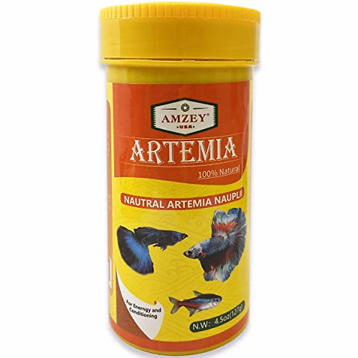 Amzey 4.5 oz Decapsulated Brine Shrimp Egg (Non-Hatching)-100% Natural Decapsulated Artemia Nauplii, High Protein Food Source for Live Fish, Baby Fish, Freshwater and Marine Fish, Golden Fry, Corals