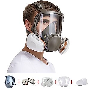 Full Facepiece Reusable Respirator 6800 - 17 in 1 Full Face Respirator Cover Respirator Filter Mask Anti-Fog Respiratory Supplies Wide Field of View,Suitable for Spray Paint, Coating, Chemical Industry, Welding