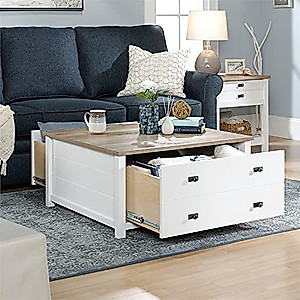 Sauder Cottage Road Storage Coffee Table in Soft White, Soft White Finish