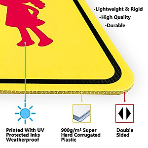 Slow Down Signs 2 Pack 17.8"x12" Slow Down Kids At Play Sign, Double Sided Slow Down Kids and Pets at Play Yard Signs With Metal Stakes, Weatherproof, 900g/m² Superhard Corrugated Plastic