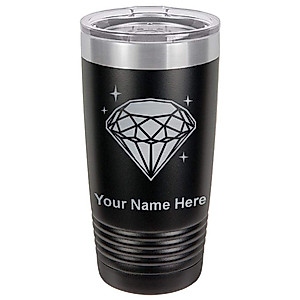 LaserGram 20oz Vacuum Insulated Tumbler Mug, Diamond, Personalized Engraving Included (Black)
