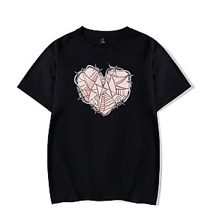 XPLR Web Heart T-Shirt Merch Men Short Sleeve Women Funny Tee Unisex Harajuku Tops (Black,S)