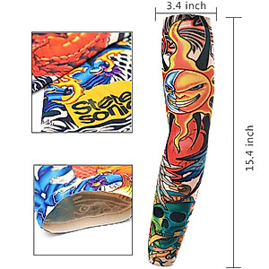 AKStore 20PCS Set Arts Fake Temporary Tattoo Arm Sunscreen Sleeves Designs Tiger, Crown Heart, Skull, Tribal and Etc