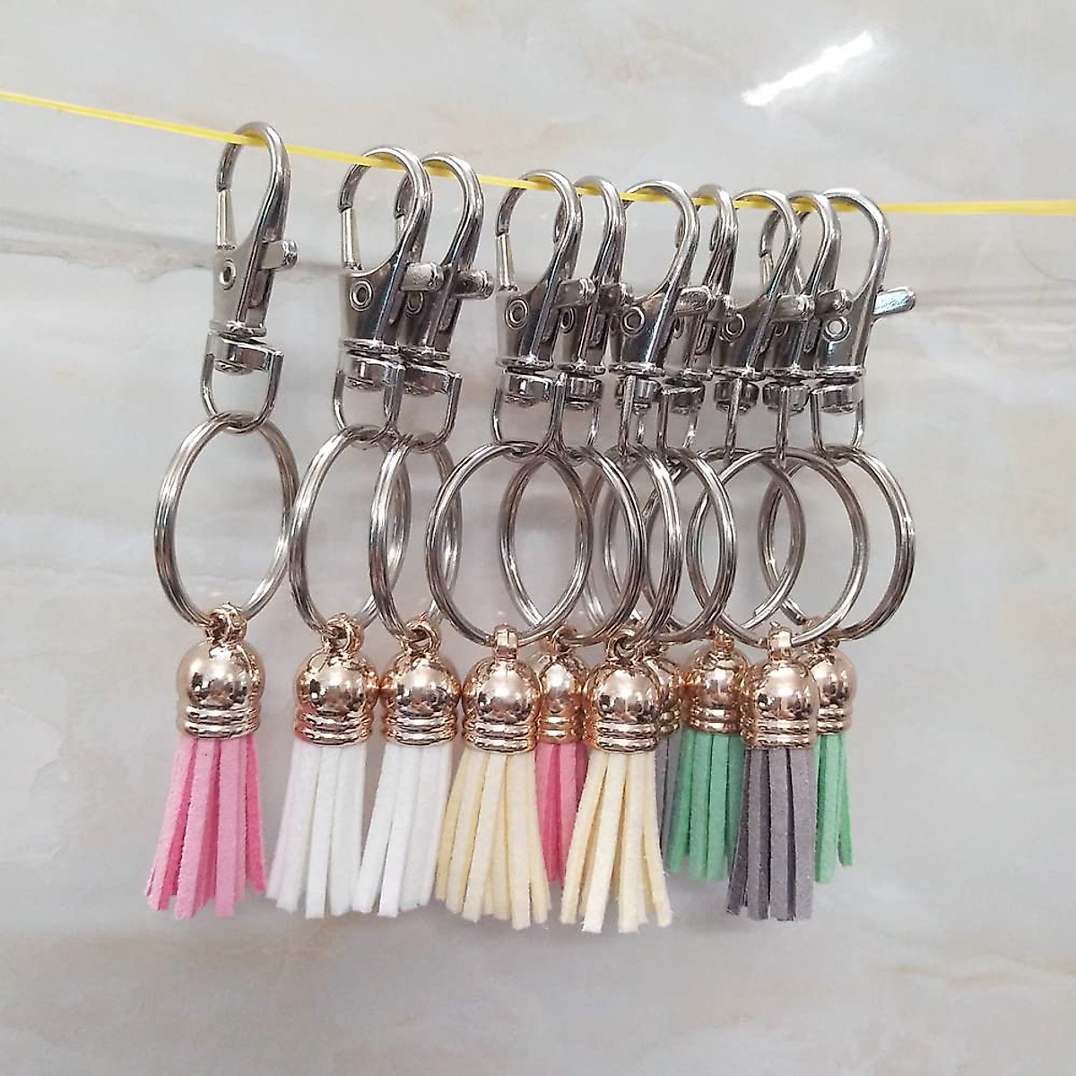 60 Pcs Premium Swivel Lanyard Snap Hook with Key Rings, Metal Lobster Clasp Keychain Hooks for Lanyard Crafting