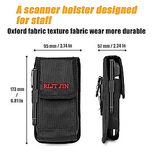 RLJT JIN TC77 Scanner Holster,Durable Carrying Case Pouch for Zebra TC70x,TC70,TC72,TC75,TC77,M60,MC67 Handheld Barcode Touch Mobile Computer,Metal Belt Clip,Pen Holder and with Belt Loop.