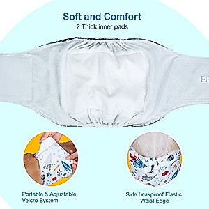 Pet Soft Washable Dog Diapers - Male Dog Belly Bands Diapers for Doggy, Washable Male Dog Belly Wraps 3Pack(S, Space)