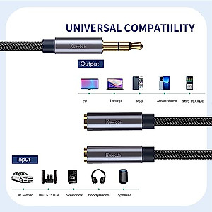 Ruaeoda Headphone Splitter 3.5mm Splitter Audio Stereo Y AUX Splitter Extension Cable Male to Female Dual Headphone Jack Adapter for Earphone Headset Splitter Compatible for iPhone Samsung Laptop