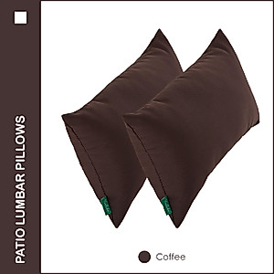 YOOZEKU Indoor Outdoor Lumbar Pillows,Waterproof Outdoor Pillows Set of 2 for Patio Furniture,12×20 Inch,Coffee