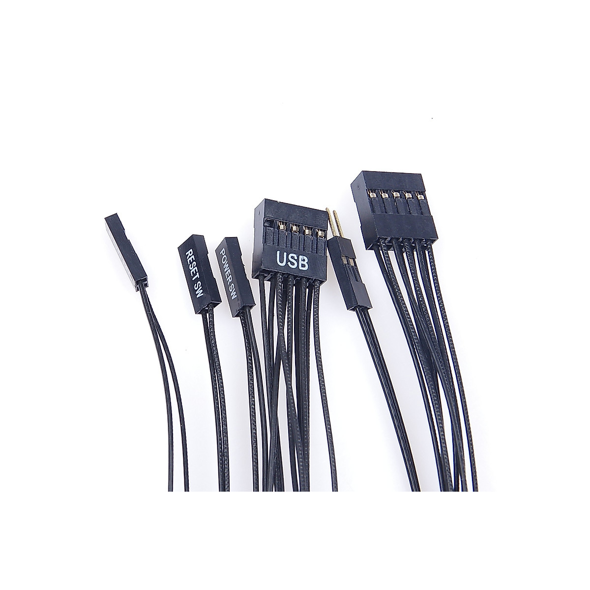 LM YN Motherboard Extension Cable Set 22AWG Silver Plating Cord Gold-Plated Plug Six Kinds POWE LED HDD LED Power SW Reset SW HD Audio Front USB Extension Cable Length 11 inches Compatible with PC