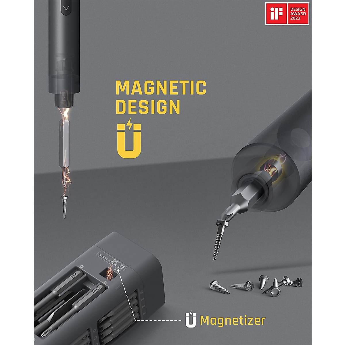 Fanttik E1 Max 3.7V Mini Electric Screwdriver, Precision Electric Screwdriver, 50-in-1 Magnetic Bits, Max 3 N.m, Magnetic Storage, 5/32''Hex, Repair Tool Set for Phone Camera Laptop Watch - Grey