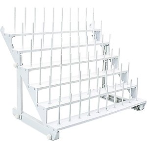 MagnaHoop Thread Rack with 60 Spools, Large Thread Stand with Long Pegs, Bright White Plastic Thread Holder for Embroidery, Thread Storage and Hair Braiding