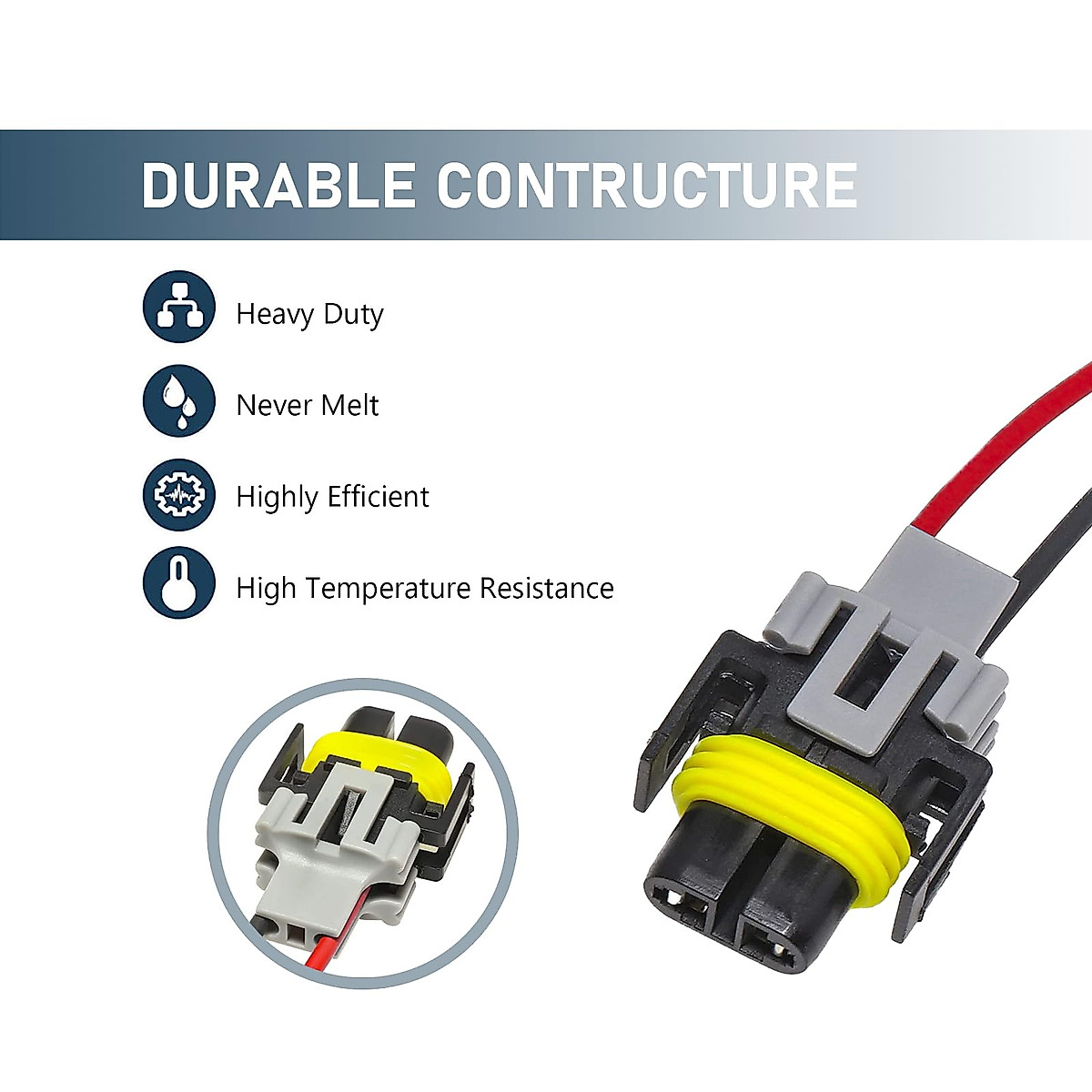 Hawyet 2 PCS Headlight Wire Socket Connector, H11 Fog Light Harness Plug, IP20 Waterproof Car Waterproof Connector, Suitable for Most Models (Black)