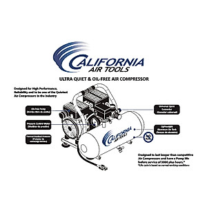 California Air Tools 2010A Ultra Quiet and Oil-Free 1.0 HP 2.0-Gallon Aluminum Tank Air Compressor,Silver