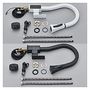 1PCS Pull-Out Kitchen Faucet Digital Temperature Display Sink Faucet Kitchen Mixer Faucet Brass Mixer Faucet Crane 360 ​​Degree Rotation (Color : Chrome)