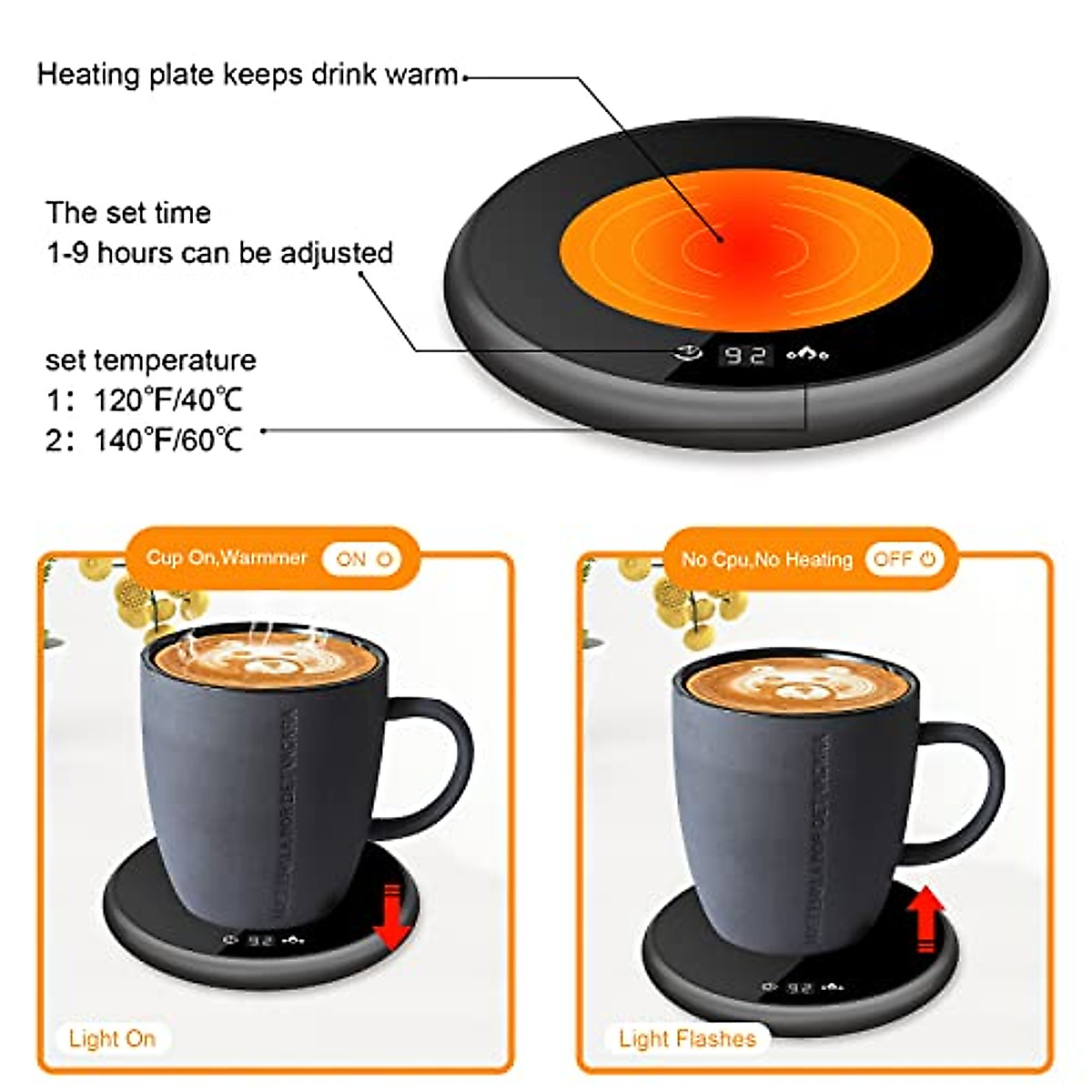 Coffee Mug Warmer,Coffee Warmer with Auto Shut Off for Home Office Desk, Coffee Cup Heater Smart Temperature Settings,Candle Wax Heating Plate.