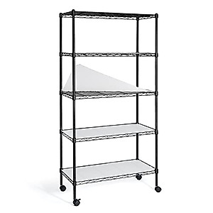 CAPHAUS NSF Heavy Duty Wire Shelving w/Wheels, Leveling Feet & Liners, Storage Metal Shelf, Garage Shelving Storage, Utility Wire Rack Storage Shelves, W/White Clear Liner, 30 x 14 x 61 5-Tier