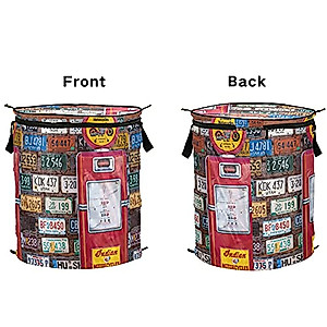 Old American License Pop Up Laundry Hamper Collapsible with Lid Dirty Clothes Hamper Laundry Basket Storage Baskets Organizer for Home, Laundry, Travel