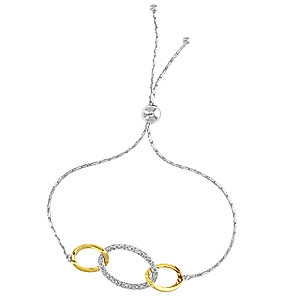 Vir Jewels 1/10 cttw Diamond Bolo Bracelet Yellow Gold Plated over Sterling Silver Circles