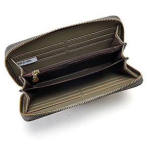 CYANB Women Wallets Tassel Bifold Ladies Cluth Wristlet Wrist strap Long Purse Snake Print Sequins Dark Brown