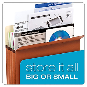 Pendaflex Expanding File Pockets, Letter Size, 5.25" Expansion, Reinforced with DuPont™ Tyvek® Material, Letter Size, Redrope, 10 Per Box (1534G-OX)