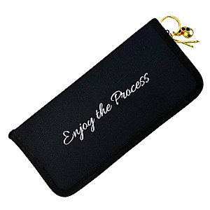 Kristine Art Paint Brush Holder from Black Canva 10.4" X 4.7" X 1.2" Thick with Slots for Paint Brushes and Two Pockets for Art Materials. Well Organized Travel Paint Brush Case for Any Artist