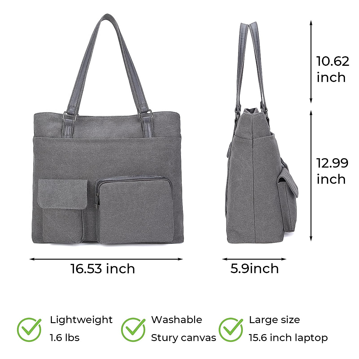 Laptop Tote Bag for Women Work Bags Professional 15.6 Inch Large Canvas Purse with Pockets