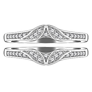 Uloveido 925 Sterling Silver Cubic Zirconia 2 Stackable Rings Enhancer for Women Wedding Engagement Anniversary Promise Rings Y2189 Size 8