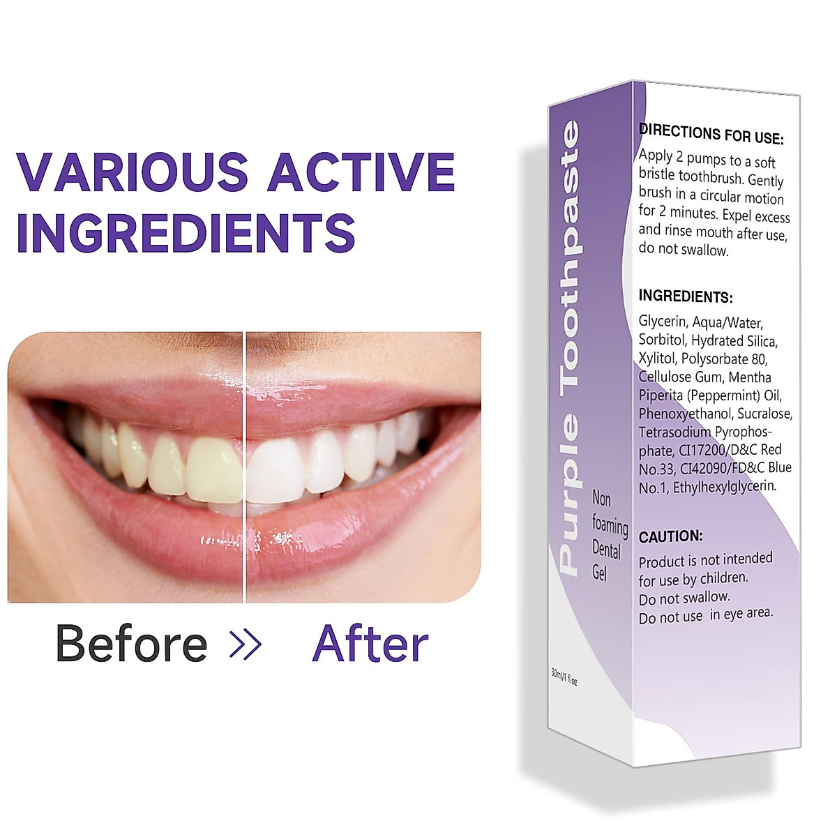 ZXSUCH Purple Toothpaste for Teeth Whitening