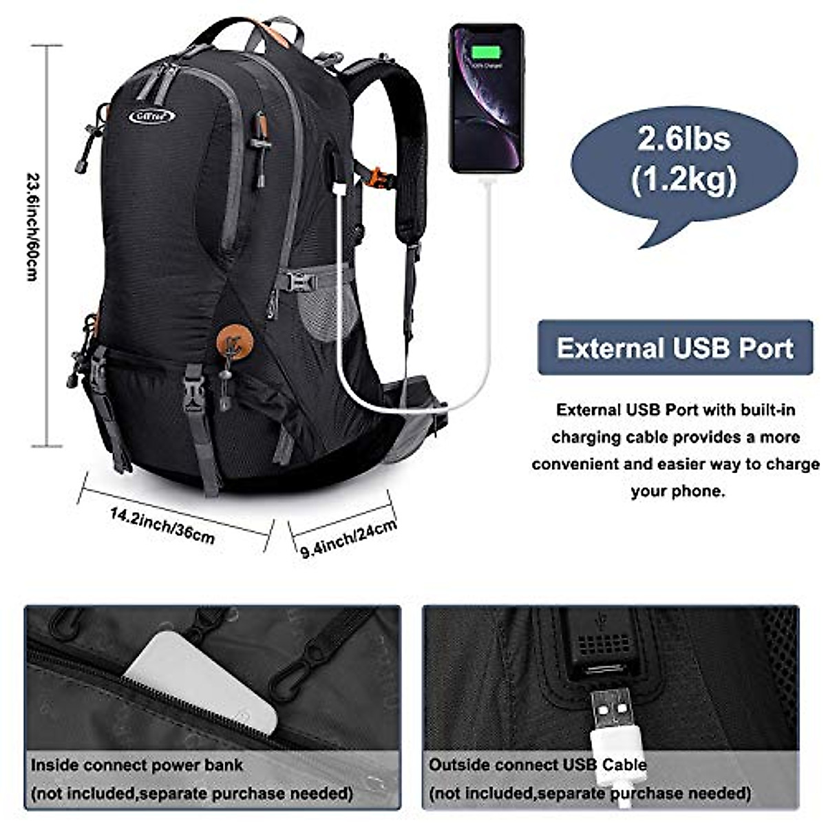 G4Fee 50L Hiking Climbint Bakcpack with Tactical Sling Small Backpack Ragne Bag