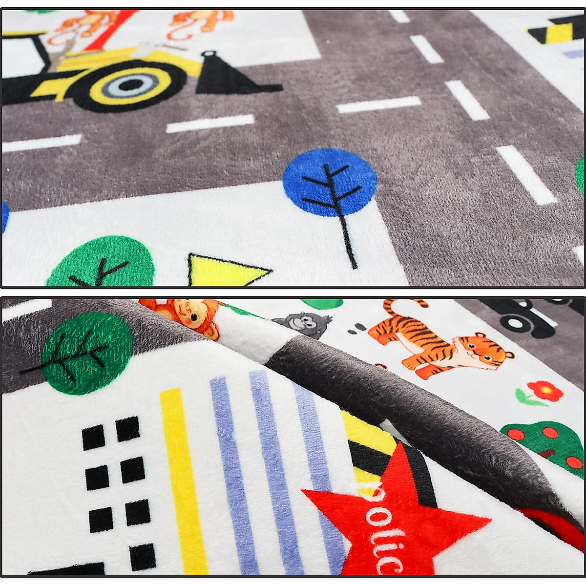 LTKOUGFAM Kids Rug City Life Playmat Play Carpet for Playing Cars Toy, Kids Baby Play Mat for Floor, Educational Road Traffic Floor Area Rug, Kids Rugs for Playroom Room Bedroom (78.7X 59 Inch)