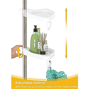 Corner Shower Caddy with Tension Pole and Rustproof Shelves