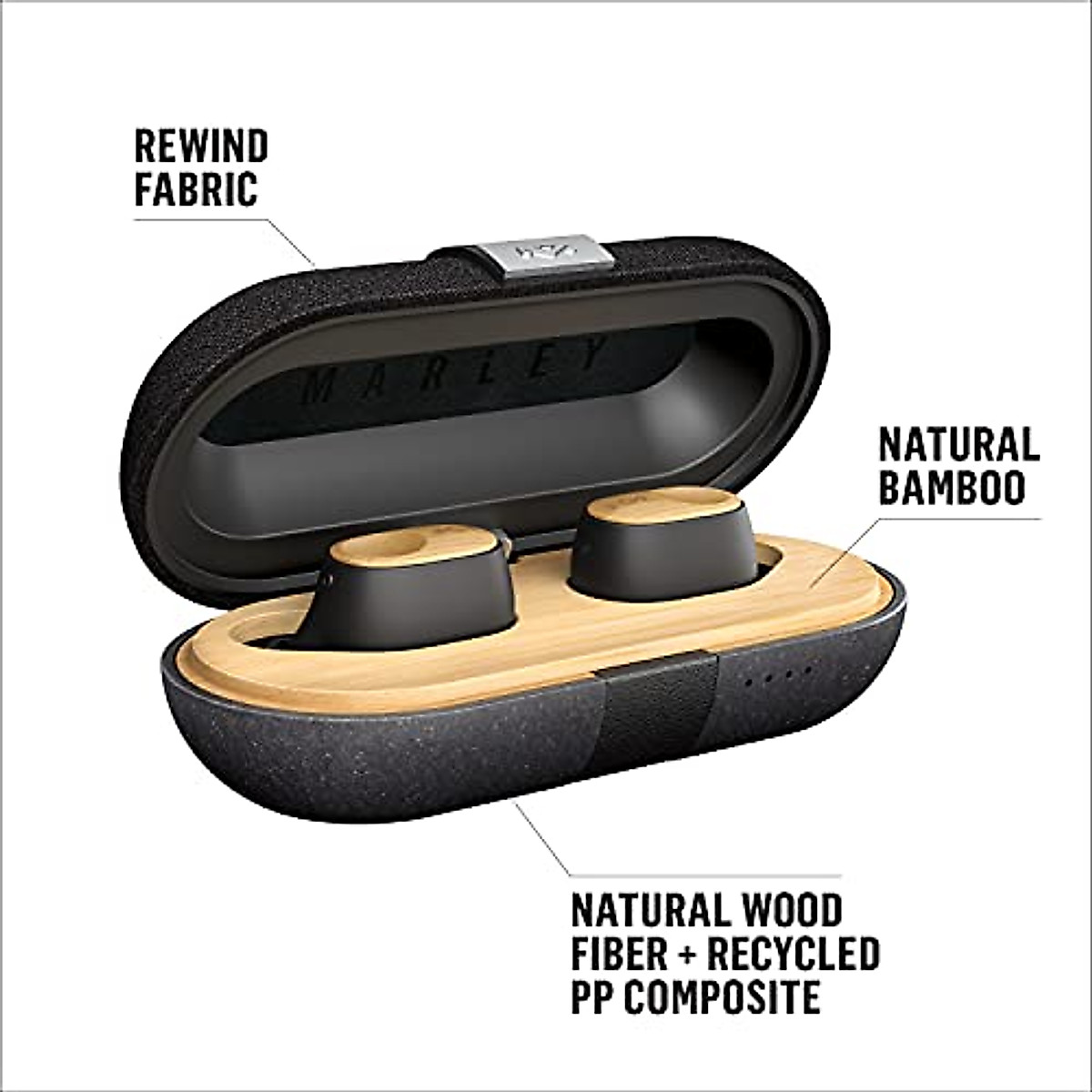 House of Marley Liberate Air: True Wireless Earbuds with Microphone, Bluetooth Connectivity, 32 Hours Total Playtime, and Sustainable Materials