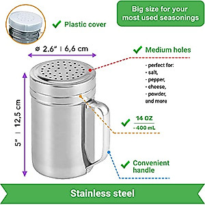 [10oz + 10oz + 14oz] Stainless Steel Dredge Shaker Bundle - by CUSINIUM