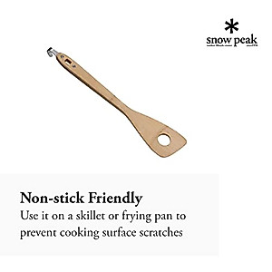 Snow Peak's Cooking Spatula, CS-215, Stainless Steel, Bamboo, Made in Japan, Lifetime Product Guarantee, Cooking Utensil, One Size