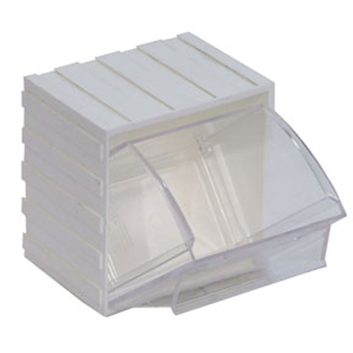 Quantum QTB406 Clear 2-7/8-Inch by 3-3/4-Inch by 4-Inch Tip Out Bin System, White, Case of 6