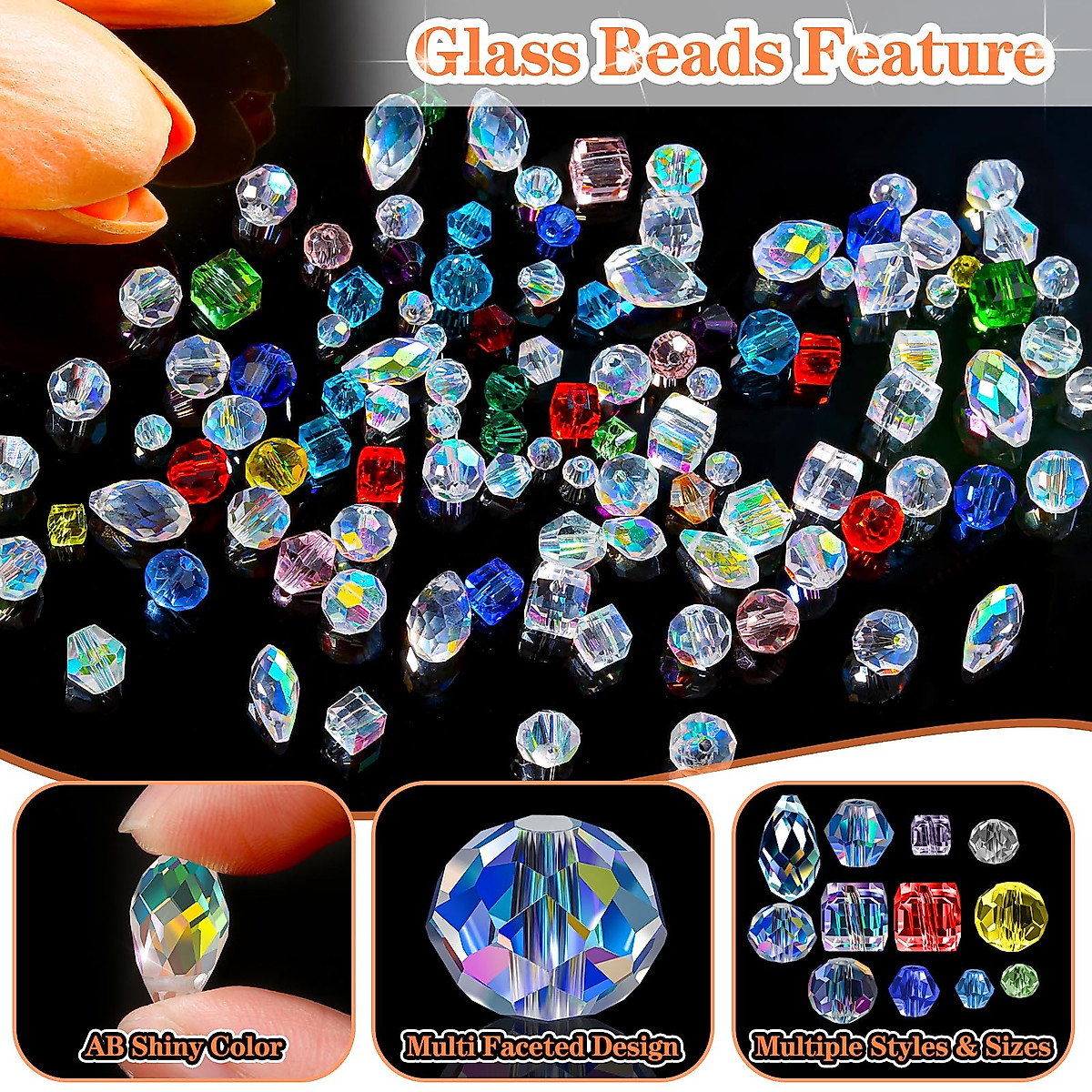 Qinzave 1401 Pieces Crystal Glass Beads for Jewelry Making Rondelle Shape Crystal Beads with Colorful Loose Beads, Assorted Crystal Faceted Beads for Bracelets, Necklace DIY Craft 4 mm 6 mm 8 mm