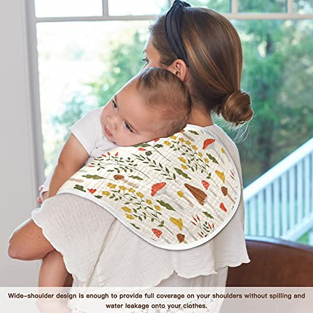 Kigai Colorful Mushroom Baby Burp Cloths Extra Soft and Absorbent Burping Rags Cotton Burping Clothes Baby Washcloths for Newborn Boys Girls - 2 Pack