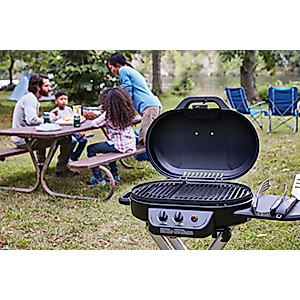 Coleman RoadTrip 225 Portable Stand-Up Propane Grill, Gas Grill with InstaStart Push-Button Ignition, Folding Legs & Wheels, Grease Tray, Side Table, & 11,000 BTUs of Power; 225 Sq. In. Cooking Area